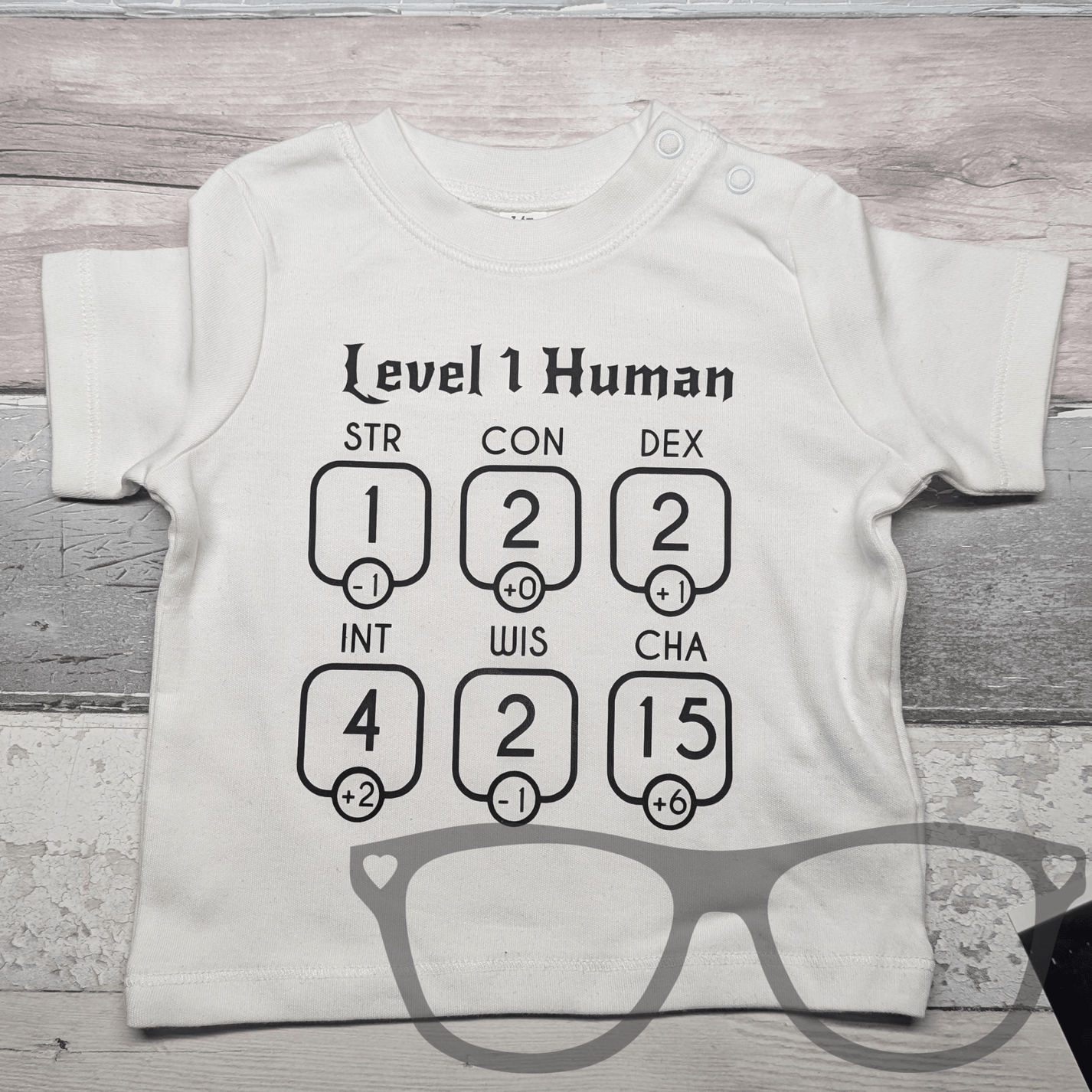 Level 1 Human Baby T-shirt– Geeky Organic Cotton RPG Gift – Mini Geek ...