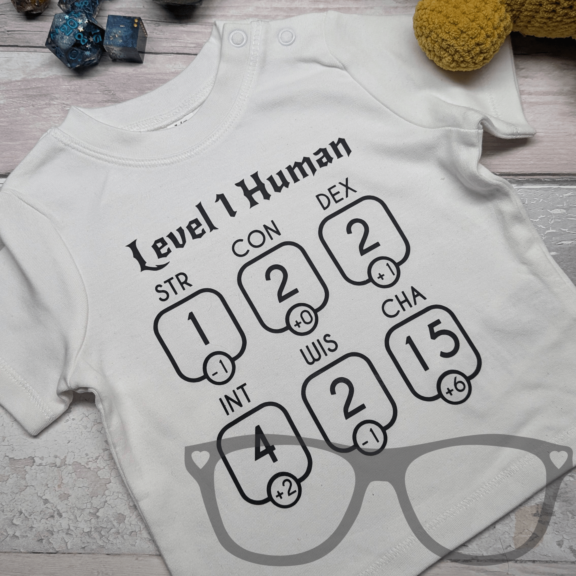Level 1 Human Baby T-shirt– Geeky Organic Cotton RPG Gift – Mini Geek ...